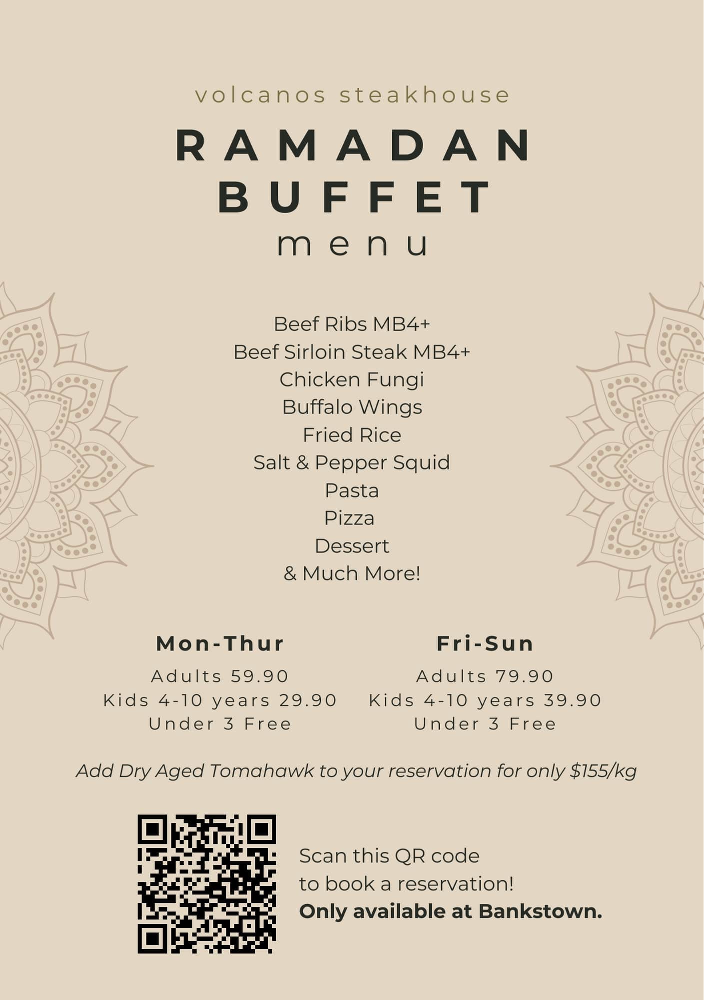 Ramadan Buffet at Volcano's Bankstown 2024